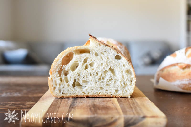 Easy No-Knead White Sourdough Bread [Recipe] - NaomiCakes